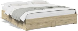 vidaXL Cadre de lit à tiroirs chêne sonoma 180x200cm bois dingénierie