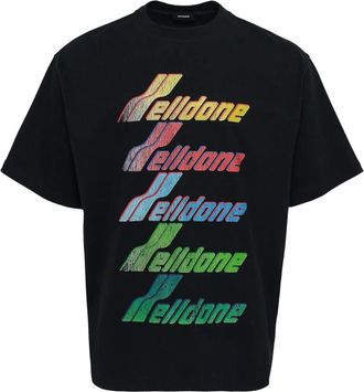 We11done T-Shirt mit Regenbogen-Logo - Schwarz