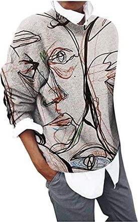 Generic 2 en 1 Pull Femme Hiver- Sweat Oversize Femme Manche Longue-Sweatshirts Femme Col Rond Couleur Unie Chandails D&eacute;contract&eacute;e Loose Sweater Pullover Blou