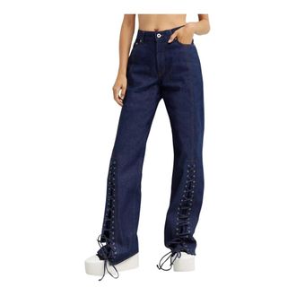 Jean Paul Gaultier Navy Schn&uuml;rung Wide Leg Jeans - - Jeans - Damen - Blau - W25