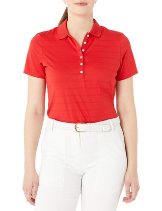 Callaway Damen Poloshirt mit offenem Netzstoff, kurzärmelig, Damen, Salsa, Large