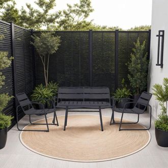 M&S Collection Salon de jardin 4 places lounge en métal gris - BACA