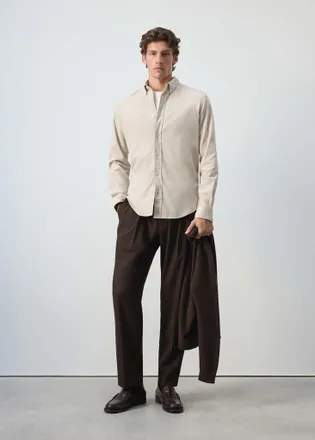 Mango Chemise velours milleraies classic-fit gris clair/pastel - Homme - XXL - MANGO MAN