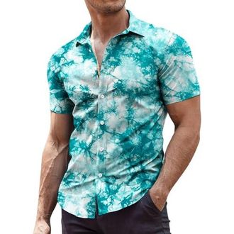 Generic Chemise de plage amusante pour homme - Chemise hawa&iuml;enne tropicale d&eacute;t&eacute; &agrave; manches courtes boutonn&eacute;e - Palmier hawa&iuml;en - Chemises de croisi&egrave;re d&eacute;contra