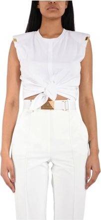 Elisabetta Franchi Femme, Blouses et Chemises, Blanc, Taille: 36 FR T-shirt en jersey avec