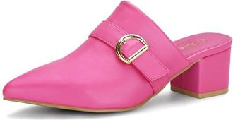 Allegra K Femmes Bout Pointu Bloc Talon MuChauss Rose Vif 38.5