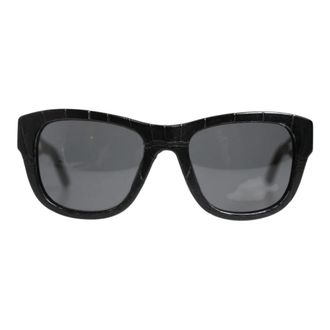 Dolce & Gabbana Femme, Accessoires, Noir, Taille: ONE Size Monture en cuir noir verres teint&eacute;s lunettes de soleil