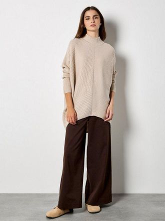 Apricot Strickpullover Oversized-Pullover mit Stehkragen