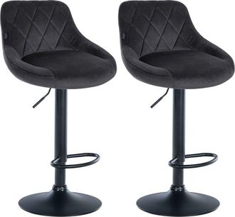 Clp 2er Set Barhocker Lazio Samt dunkelgrau schwarz