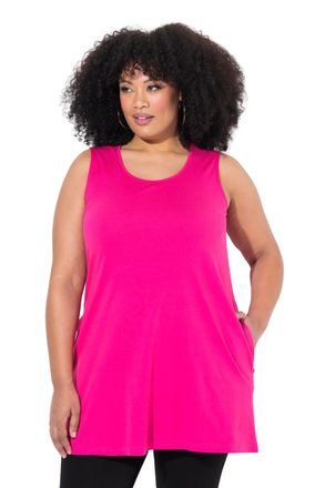 Ulla Popken Damen große Größen Übergrößen Plus Size Top, A-Linie, Rundhalsausschnitt, ärmellos Fuchsia pink 54+ 829523810-54+
