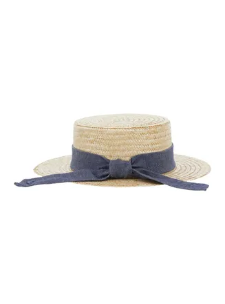 Emporio Armani Girls Straw Hat With Back Knot, Beige