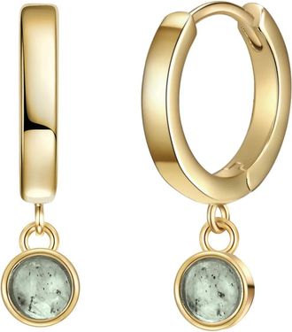 Glanzst&uuml;cke M&uuml;nchen Ohrringe - Sterling Silber Creolen Labradorit - Gr. unisize - in Gold - f&uuml;r Damen