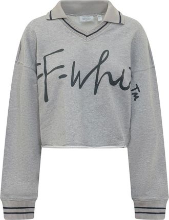 Off-white Femme, Sweatshirts et sweats &agrave; capuche, Gris, Taille: 38 FR Script Crop SweaT-shirt