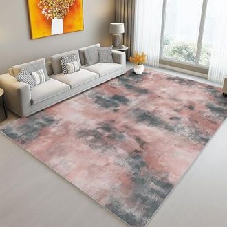 Generic Tapis Doux et antid&eacute;rapant Aquarelle Abstraite Vintage Imprim&eacute; 120x180 Lavable en Machine - pour Salon, Chambre &agrave; Coucher, Salle &agrave; Manger Rose