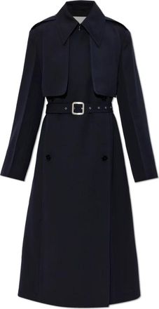 Jil Sander Femme, Manteaux, Bleu, Taille: 40 FR Wool Trench Coat