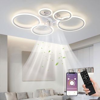 MiiR LED Deckenventilator mit Beleuchtung, 100CM Lampe mit Ventilator Und Fernbedienung APP, 80W Deckenlampe Mit Ventilator Deckenventilator mit Licht, Cei