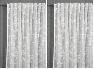 Gardinia Vorhang mit verdeckten Schlaufen und Gardinenband, Lichtdurchl&auml;ssig, Transparent, Gardine, Ausbrenner Baumwollbl&uuml;te, Wei&szlig;, 140 x 245 cm (Packung mit 2