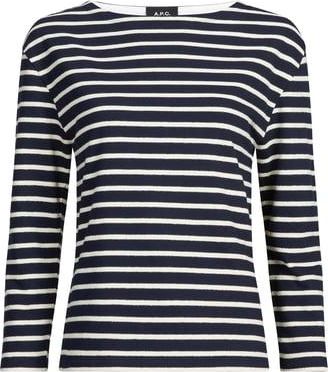 A.P.C. Top manches longues ray&eacute; en coton