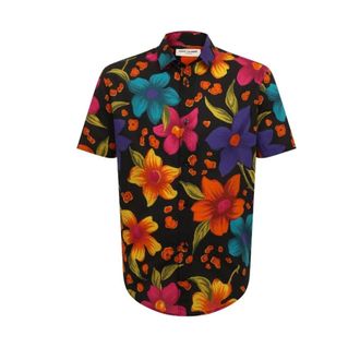 Saint Laurent Regular Fit Italienisches Baumwollhemd - - Shirts - Herren - Mehrfarbig - XL