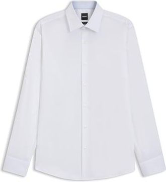 HUGO BOSS Chemise droite unie en coton m&eacute;lang&eacute;
