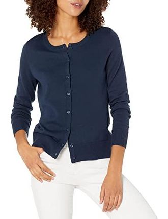 Amazon Essentials Gilet Col Rond Léger (Grandes Tailles Disponibles) Femme, Bleu Marine, XL