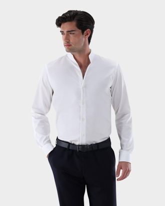 van Laack Stehkragenhemd aus b&uuml;gelfreiem Twill Gewebe
