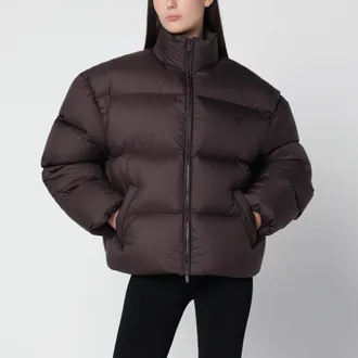 Gucci Kurze gesteppte Daunenjacke in Schokoladenbraun
