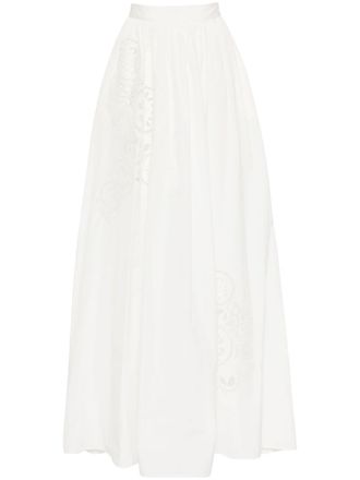 Elie Saab jupe longue à broderies - Blanc