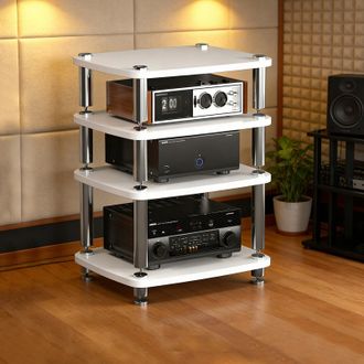 Generic HiFi Regal Niedriges AV-Medienregal, 4-stufiges Stereo-St&auml;nder- und Racksystem mit sto&szlig;d&auml;mpfenden F&uuml;&szlig;en, Audio-Rack for DVD-Player/Spielkonsole/TV-Box