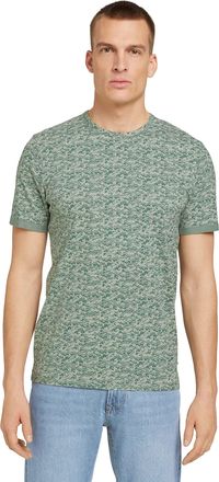 Tom Tailor Herren T-Shirt mit Alloverprint 1030042, 29031 - Green Irregular Waves Design, XS
