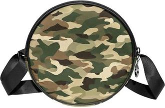 Generic Sac &agrave; bandouli&egrave;re Circle pour femme, petit sac &agrave; bandouli&egrave;re camouflage avec fermeture &eacute;clair, bretelles r&eacute;glables, sac &agrave; main rond d&eacute;contract&eacute; pour f