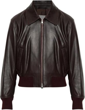 Ami Lederjacke mit Kragen - - Jackets - Damen - Rot - S