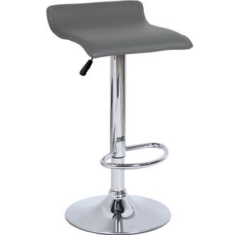 Generic H&ouml;henverstellbarer Barhocker Mit Ergonomischer R&uuml;ckenlehne Und PU-Sitz - Schwarz, 55-75 cm(Grey)