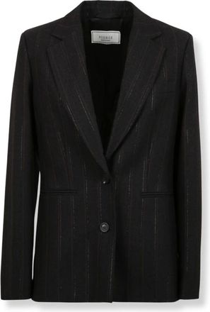 PESERICO Femme, Vestes, Noir, Taille: 42 FR Blazer en laine stretch et lurex