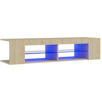 vidaXL Vidaxl - Meuble tv avec lumi&egrave;res led ch&ecirc;ne sonoma 135x39x30 cm