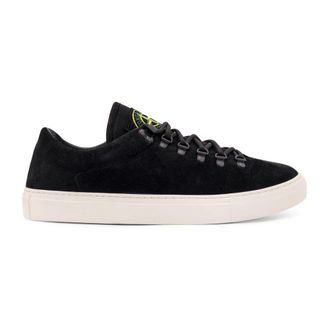 Stone Island Suede Low-Top Schn&uuml;r-Sneakers - - Shoes - Herren - Schwarzk - 40 EU