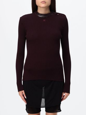 Courr&egrave;ges Pull c&ocirc;tel&eacute; &agrave; manches longues et coupe slim en jersey de viscose