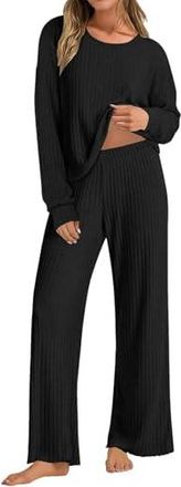 Generic Tenues da&eacute;roport pour femmes 2026 - Surv&ecirc;tement 2 &agrave; col haut et manches longues en tricot &agrave; manches longues et pantalon &agrave; jambes larges - Ensemble de 