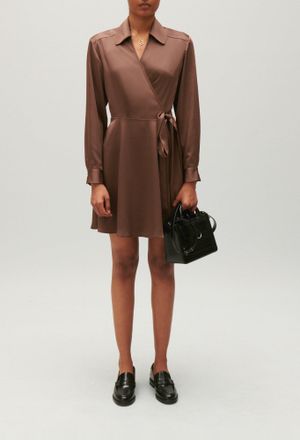 Claudie Pierlot Robe courte fluide Rixie marron glac&eacute;