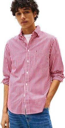 Tommy Hilfiger Chemise Homme Poplin Gingham en Coton, Multicolore (Vivacious Pink/Check), XXL