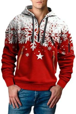 Generic Pull à capuche dégradé de style urbain, coupe ample, manches longues pour homme, pull à capuche décontracté pour homme, Rouge, XL