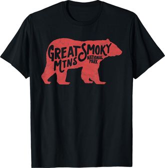 Giant Step Design Co. Vintage Smoky Mountains Retro Black Bear Typography T-Shirt