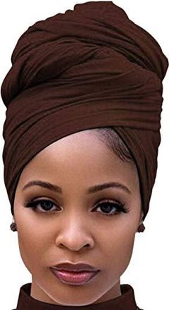 Dreshow Enveloppement de Cheveux pour Noir Femmes Écharpe Extensible Turban Élastique Écharpe Wrap de Cheveux Longs Turban Doux de Couleur