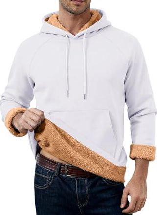 Generic Sweat &agrave; capuche pour homme - Cordon de serrage - T-shirt &agrave; manches longues - Couleur unie - Sweat &agrave; capuche doubl&eacute; - Confortable - Pull en polaire d&eacute;c