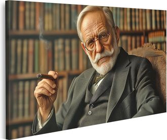 Islandburner Bild auf Leinwand Sigmund Freud und Zigarre sitzt in Einer Bibliothek Bilder Wandbilder Poster