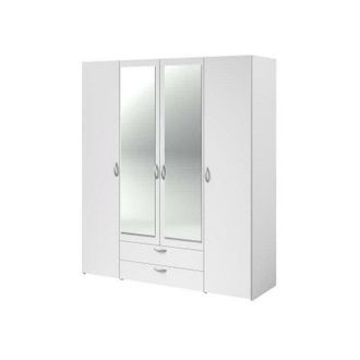 Les Tendances parisot VARIA armoire blanche 4 portes 2 miroirs