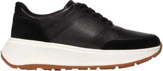 FitFlop Fit Flop - F-Mode Sneaker f&uuml;r Damen, Leder, flach geformter Absatz (Schwarz)