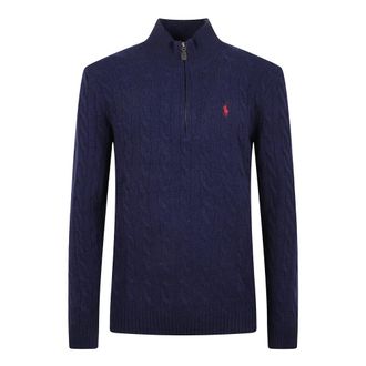 Ralph Lauren Homme, Sweatshirts et sweats &agrave; capuche, Bleu, Taille: S Pull &agrave; quart de zip en maille torsad&eacute;e