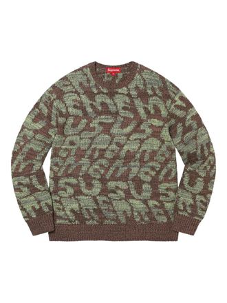 SUPREME pull &agrave; logo en jacquard - Marron