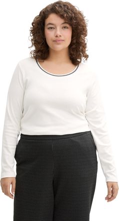 Tom Tailor Damen Plussize Basic Longsleeve, 10315 - Whisper White, 44